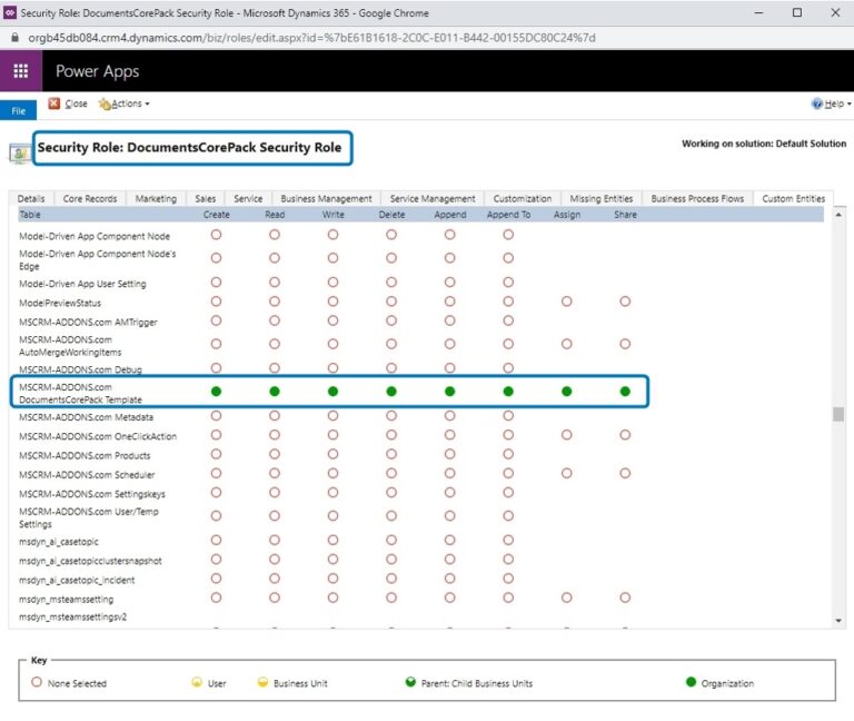 Control access to DocumentsCorePack template via security roles