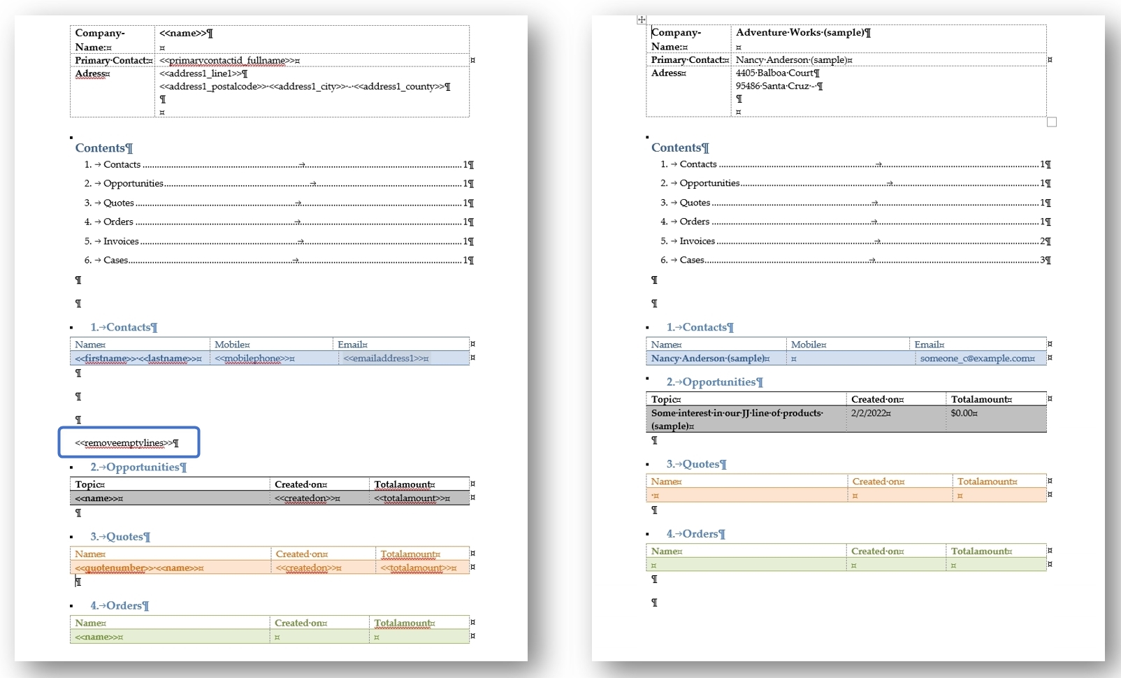The Insert Remove Empty Lines button In DocumentsCorePack Templates