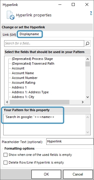 Insert Hyperlink with DocumentsCorePack TemplateDesigner