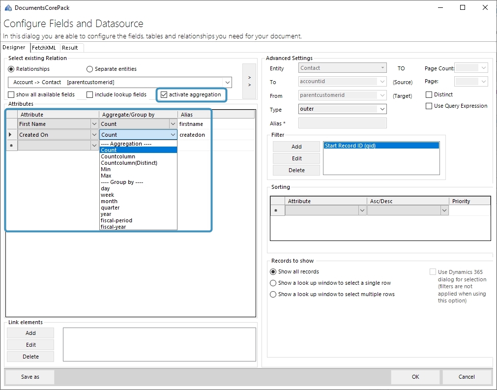 How to use Aggregation properly when creating templates