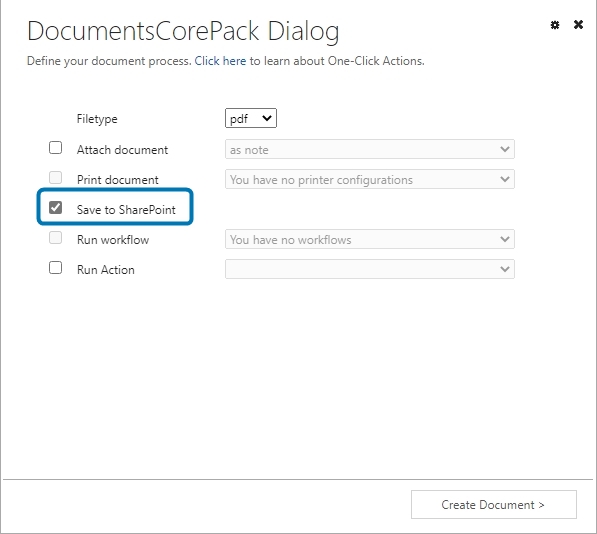 How to save a document to SharePoint with DocumentsCorePack