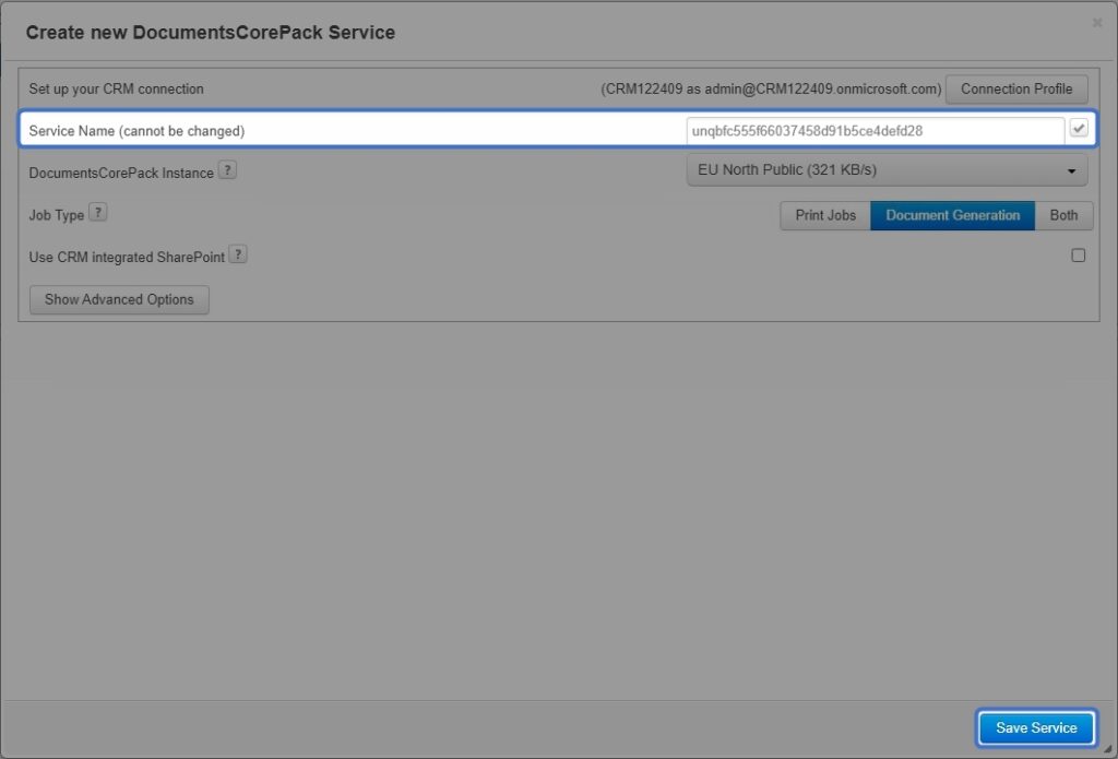 DocumentsCorePack Online Service Configuration