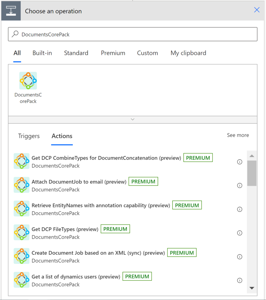 How to use common actions of the DocumentsCorePack connector for ...