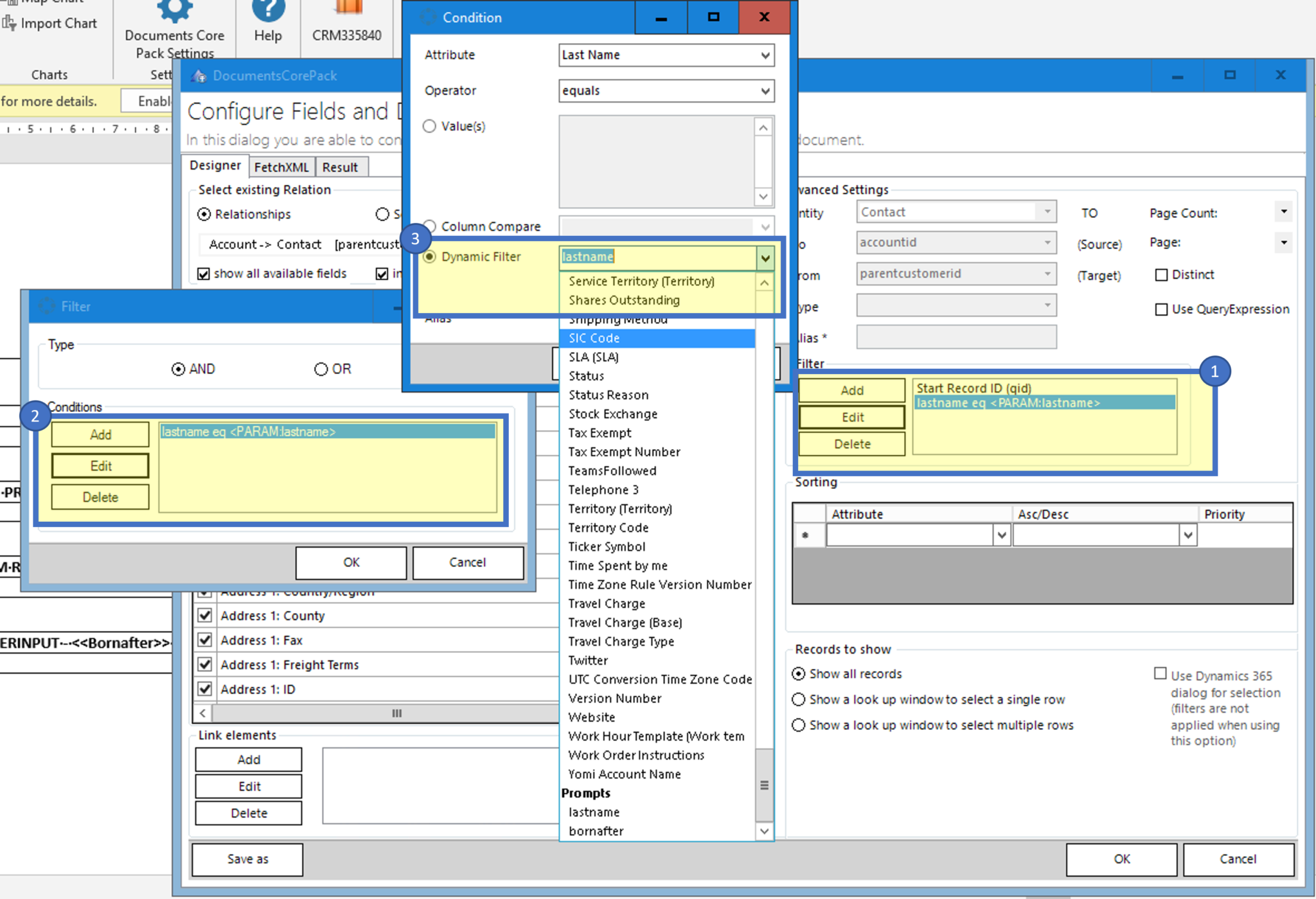 Advanced reporting with DocumentsCorePack by using Dynamic Filters
