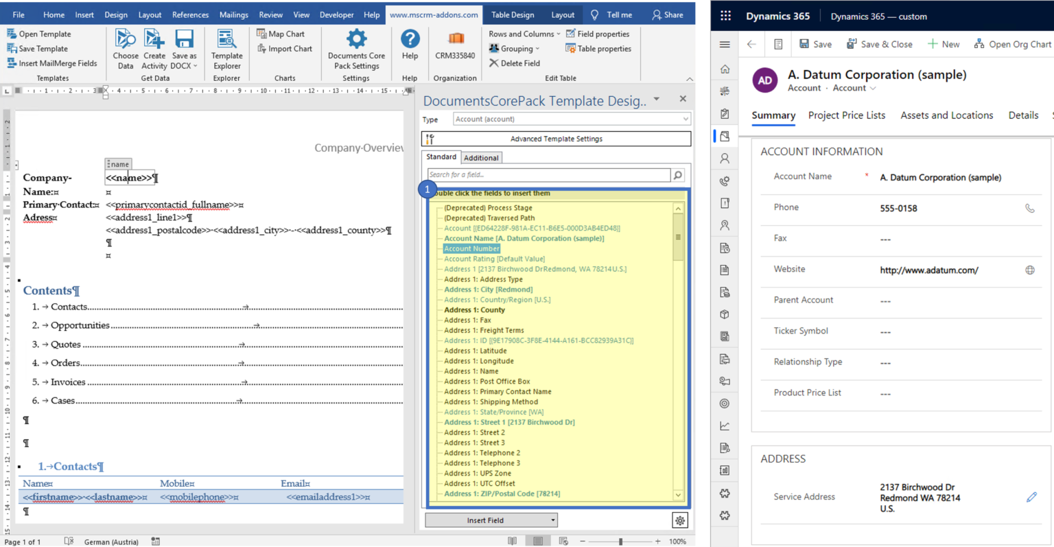 Using sample data for data preview during template design