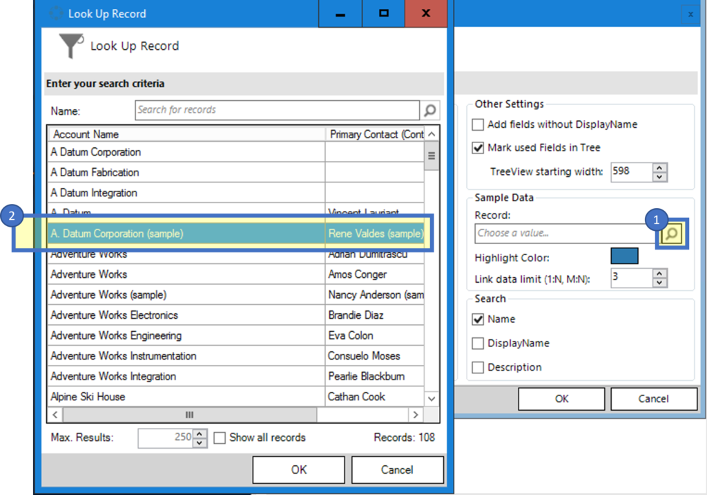 Using sample data for data preview during template design