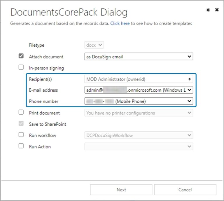 How to activate the DocuSign SMS Authentication for DocumentsCorePack