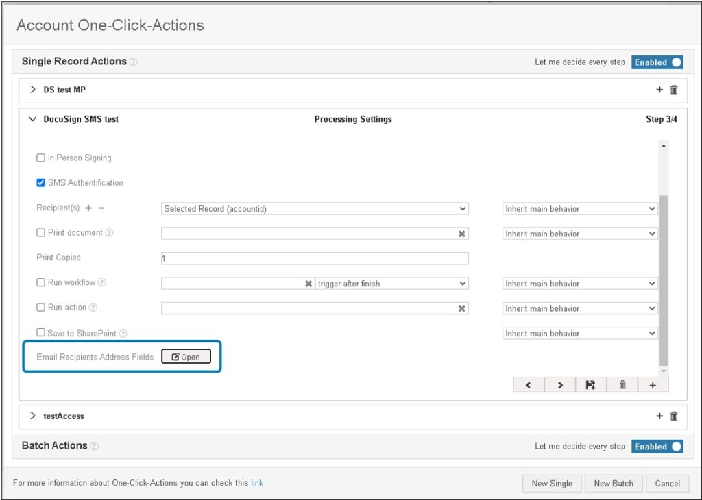 How to activate the DocuSign SMS Authentication for DocumentsCorePack