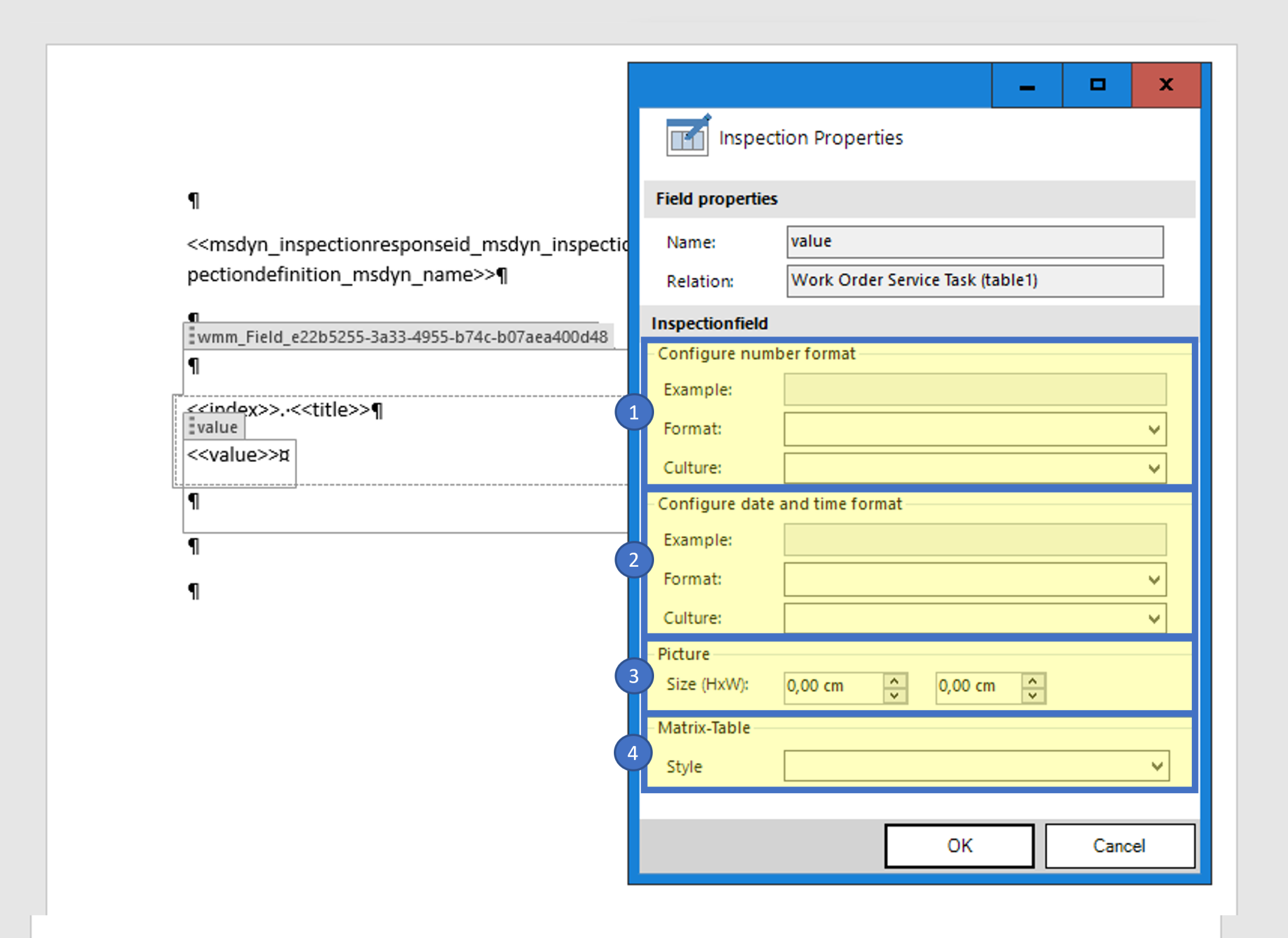 Inspection response formatting and advanced settings