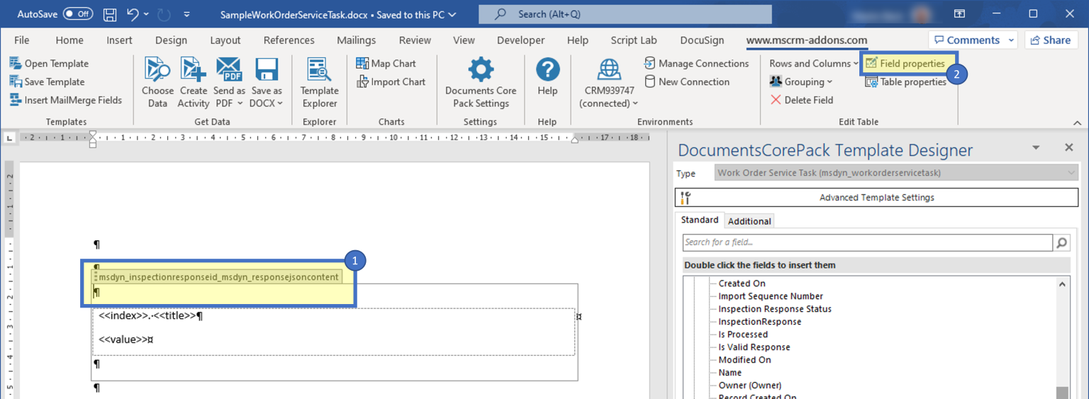 Inspection response formatting and advanced settings