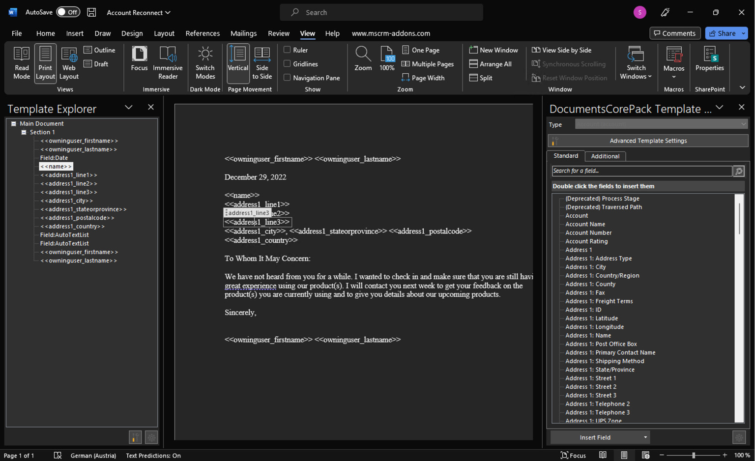 Office Theme Support of DocumentsCorePack