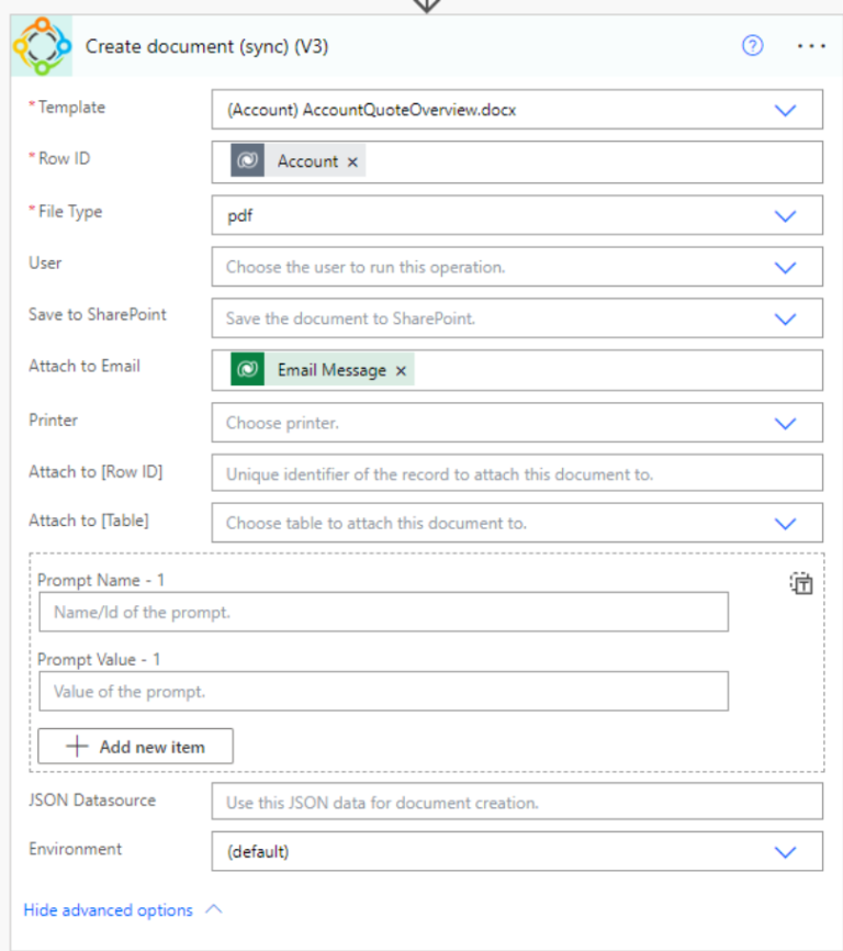How to generate & send a document using the DocumentsCorePack connector for MS Flow