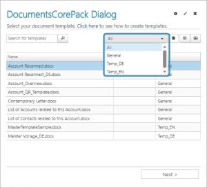 Template Management in DocumentsCorePack