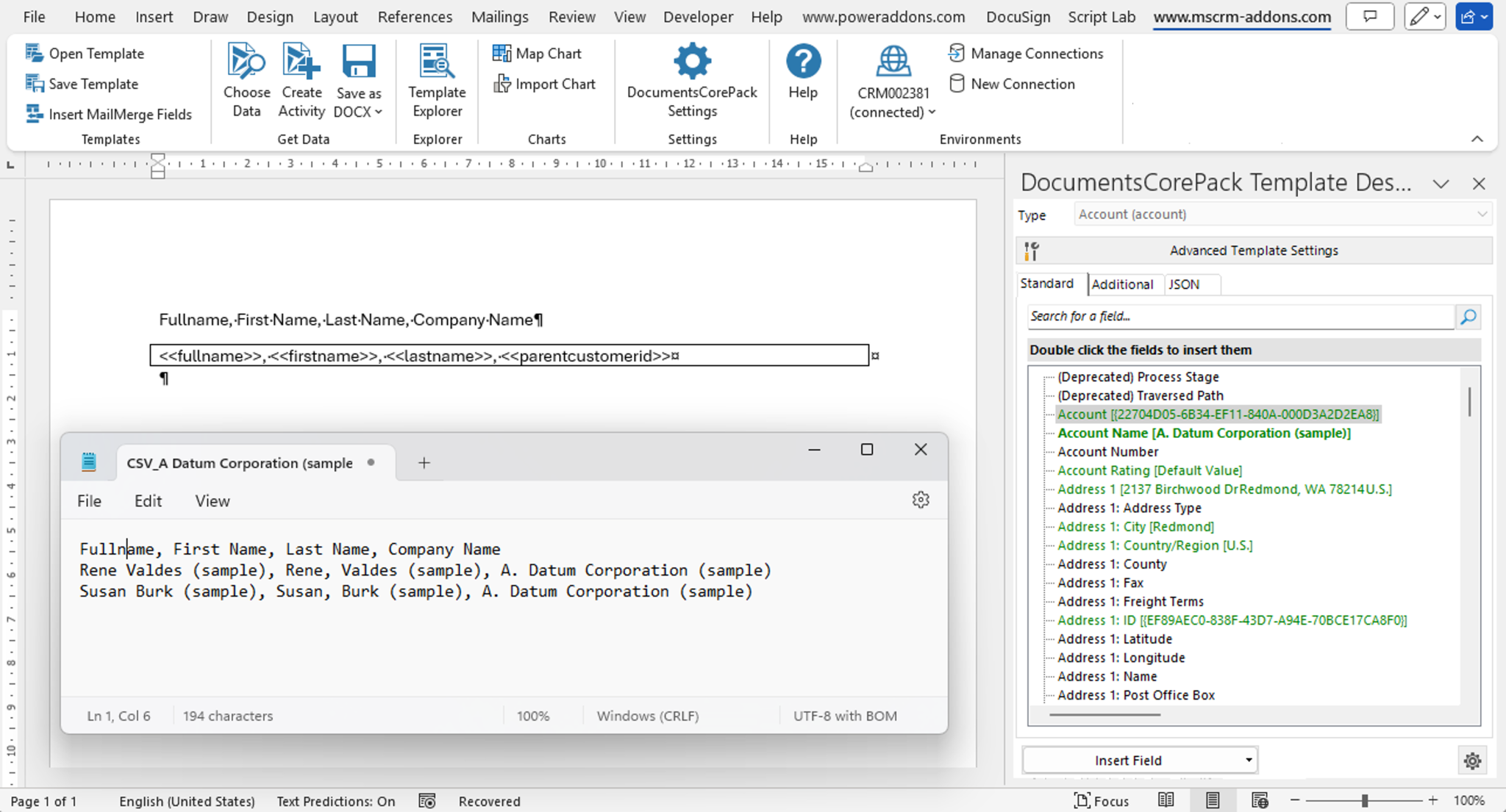 Create a template for XML or plain text