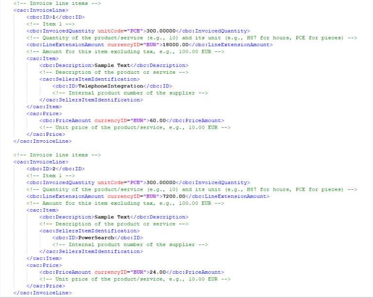 Create a template for XML or plain text