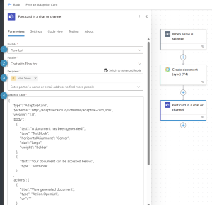 How to display a generated document using Adaptive Cards